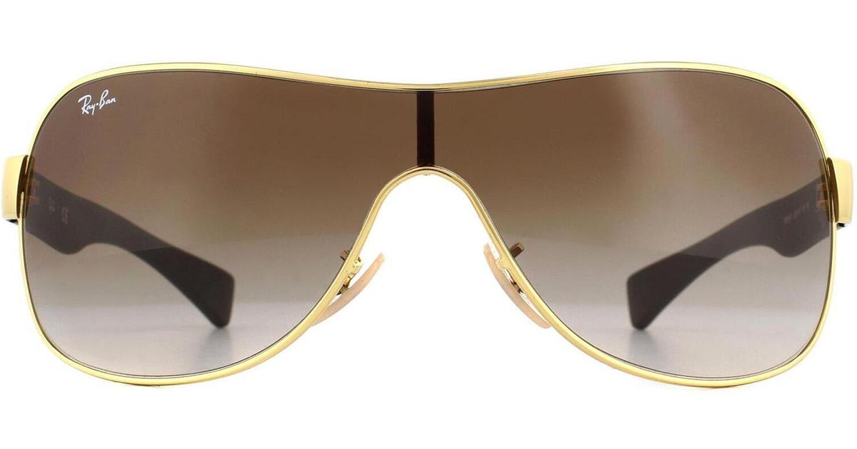 BoohooMAN Ray-ban Shield Gold Brown Gradient Sunglasses in Natural for ...