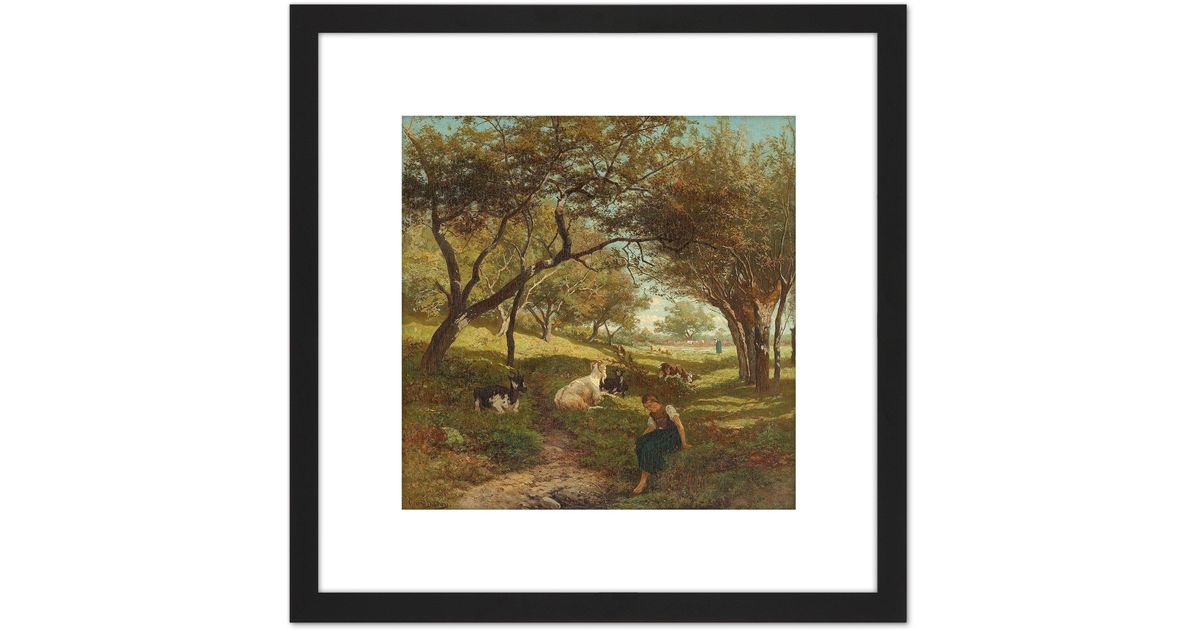 BoohooMAN Artery8 Bilders The Goatherdess Farm Goat Painting 8x8 Inch ...