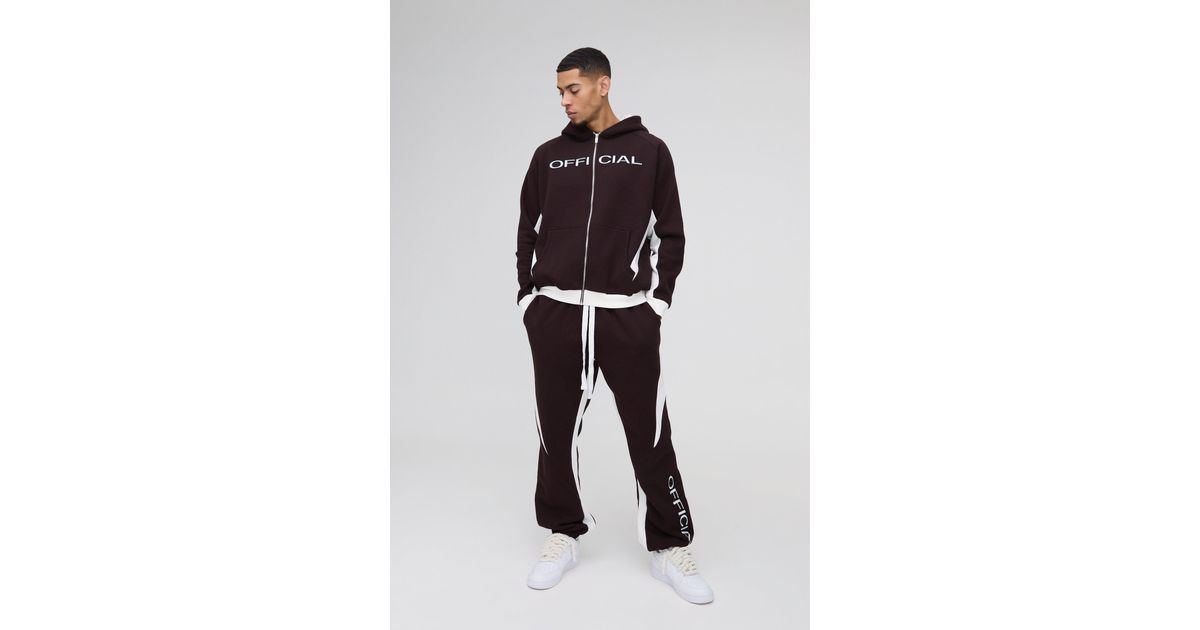 BoohooMAN Oversized Colour Block Official Embroidered Zip Through ...
