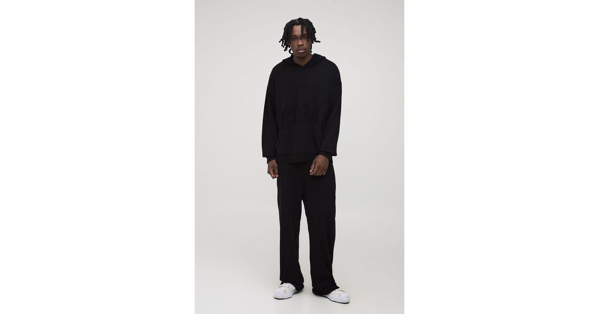 BoohooMAN Tall Ofclman Oversized Knitted Hoodie & Jogger Tracksuit in ...