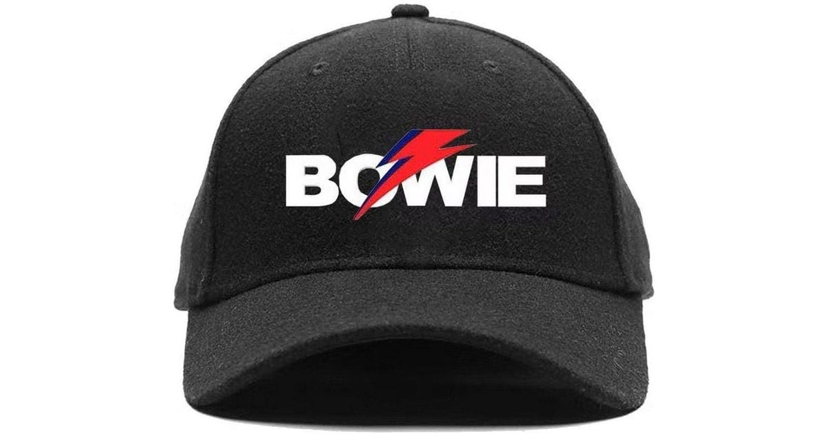 BoohooMAN David Bowie Aladdin Sane Bolt Logo Baseball Cap in Black for ...