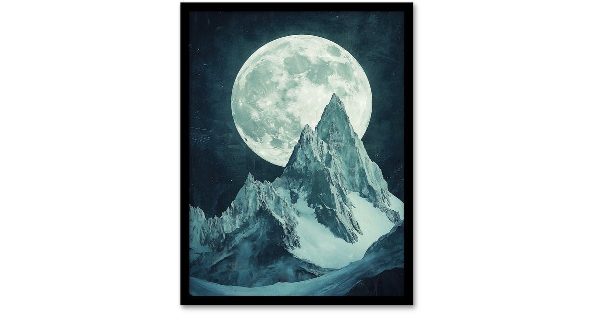 BoohooMAN Artery8 Alpine Mountain Range Peak Full Moon Fantasy Art ...