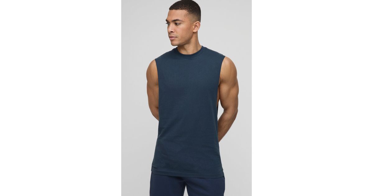 BoohooMAN Regular Fit Basic Drop Armhole Tank in Blue for Men | Lyst UK