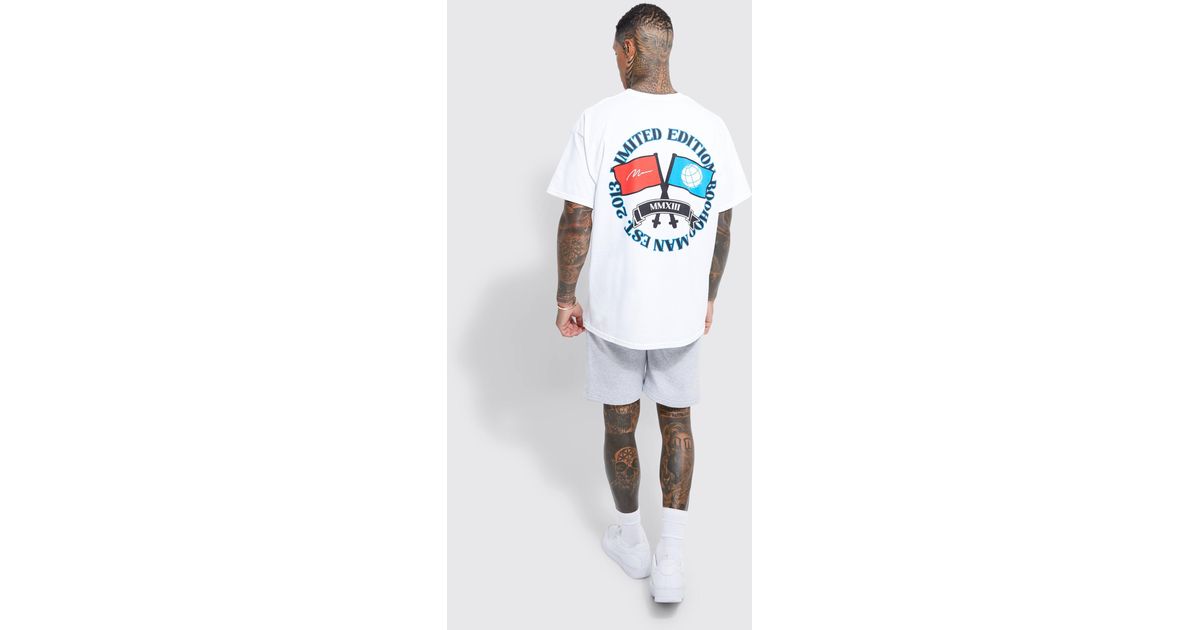 Boohooman Oversized Limited Edition Graphic T Shirt Set In White For