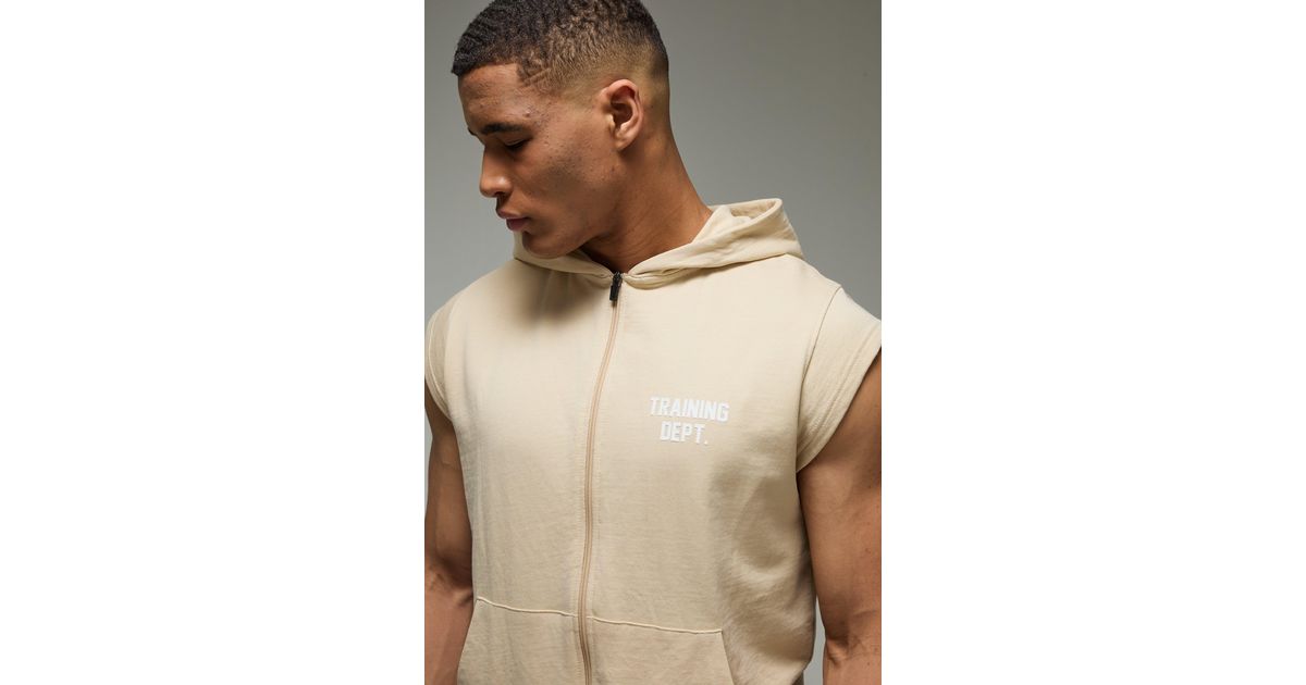 BoohooMAN Active Training Dept Sleeveless Zip Through Loopback Regular ...
