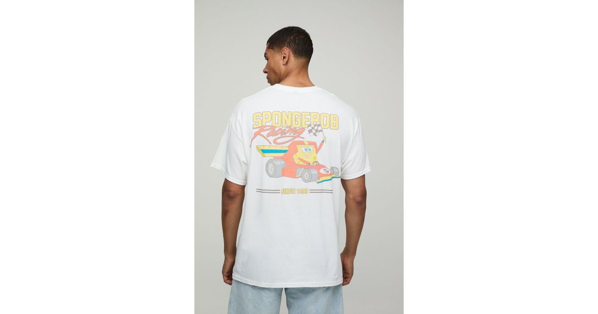 BoohooMAN Oversized Boxy Extended Neck Spongebob License T-Shirt in ...