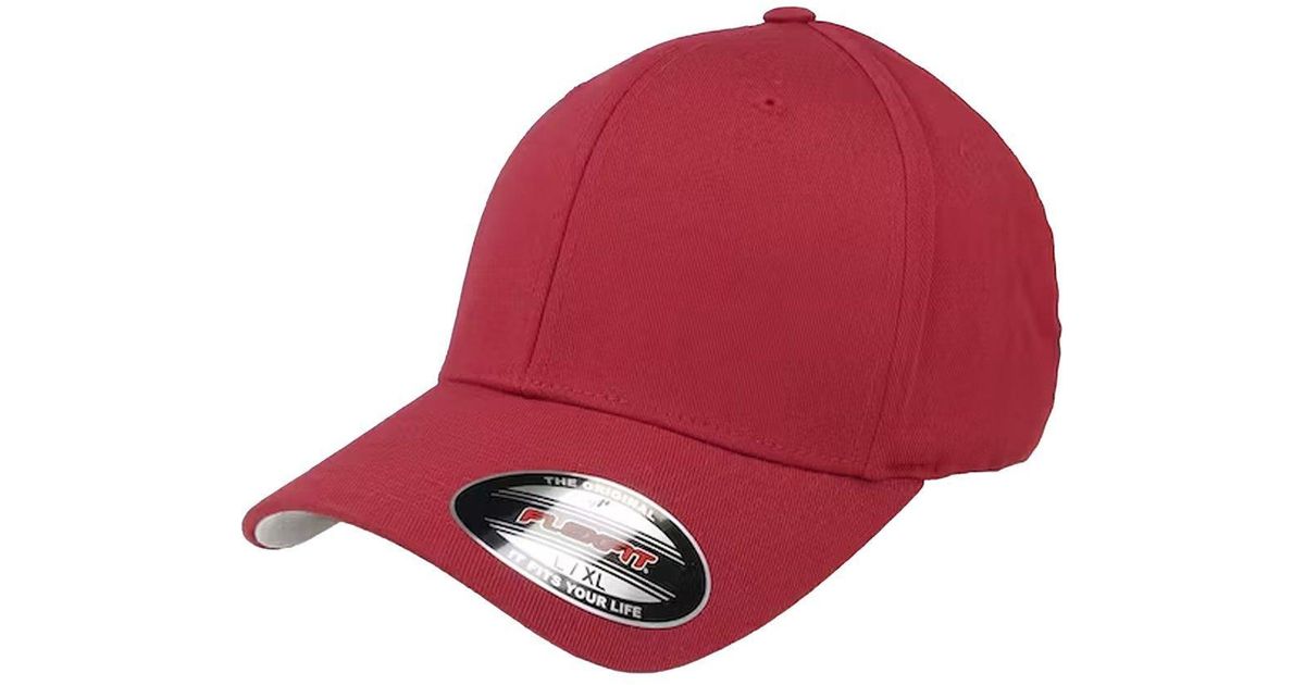 BoohooMAN Yupoong Flexfit Fitted Baseball Cap in Red for Men | Lyst UK