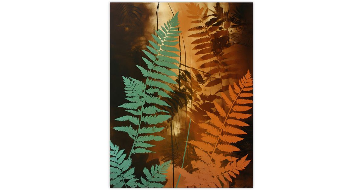 BoohooMAN Artery8 Ferns Orange And Teal Vintage Aesthetic Earthy ...