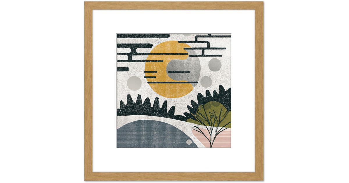 BoohooMAN Artery8 Abstract Landscape Grunge Boho Sunrise Vintage Square ...