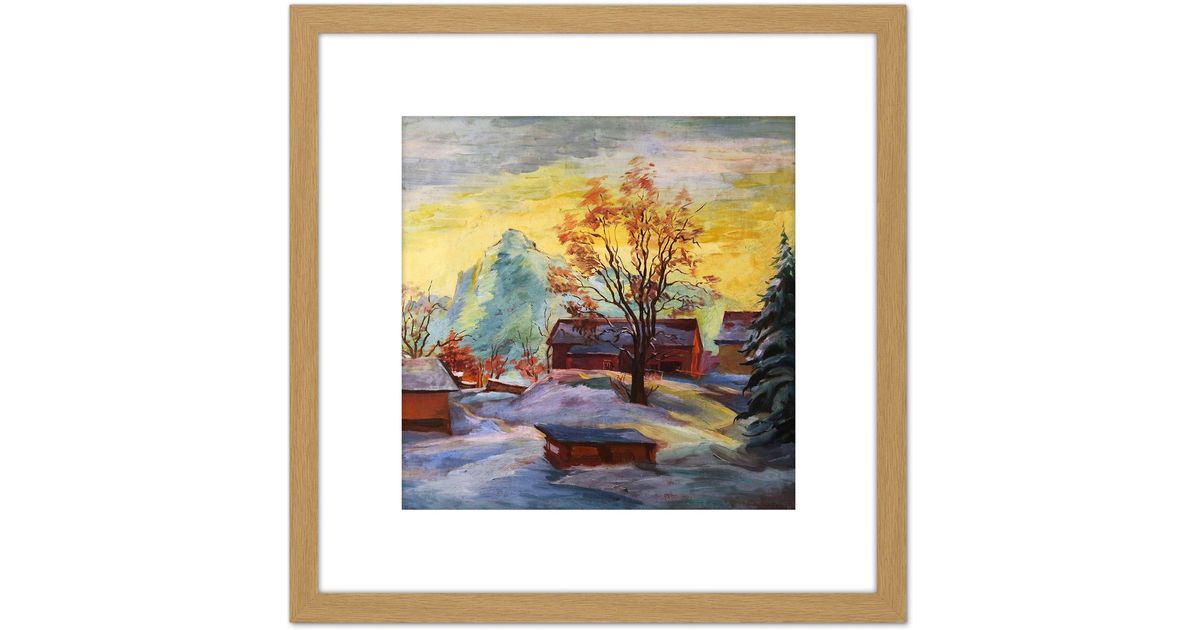 BoohooMAN Artery8 Hollenstein In Walgau Austria Painting 8x8 Inch Square Wooden Framed Wall Art ...