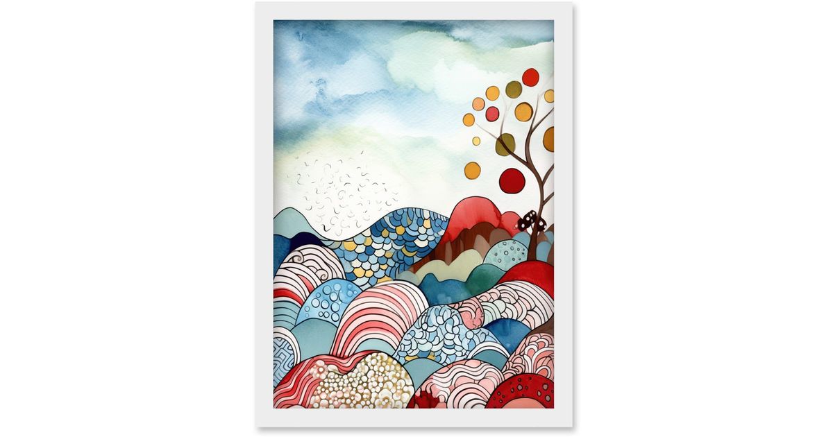 BoohooMAN Artery8 Abstract Tree On Sea And Landscape Folk Art Artwork ...