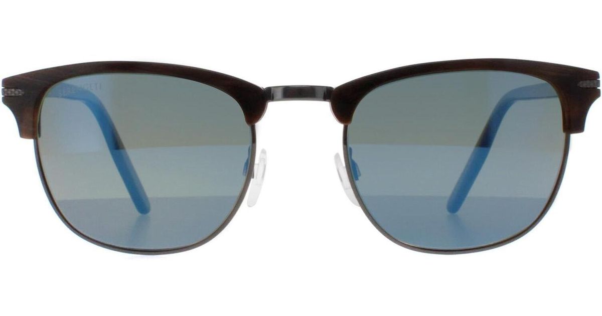 BoohooMAN Serengeti Round Shiny Wood Grain Blue 555nm Polarized Alray ...