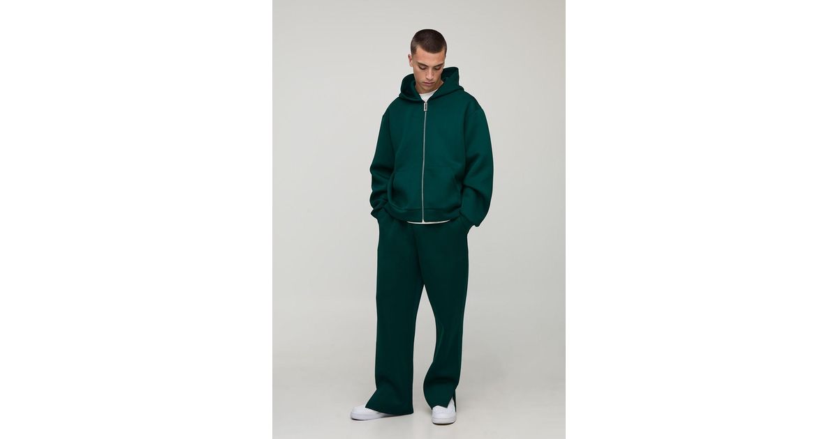 BoohooMAN Oversized Boxy Bonded Scuba Zip Through Hooded Tracksuit in ...