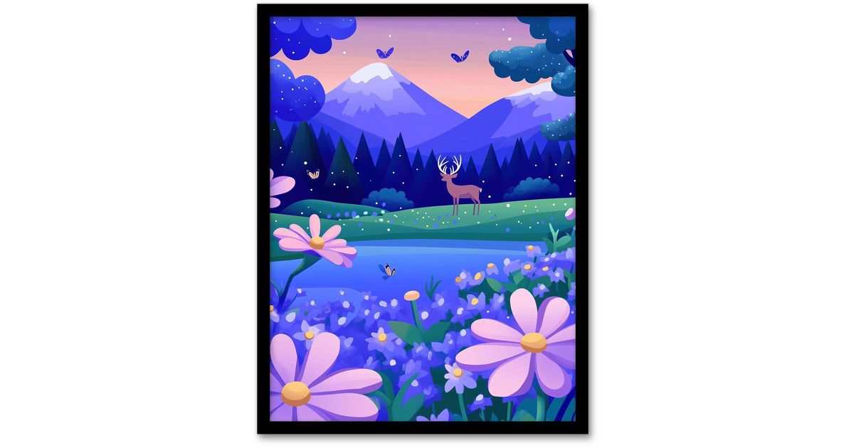 BoohooMAN Artery8 Deer Butterflies Magical Forest Wildflower Meadow ...
