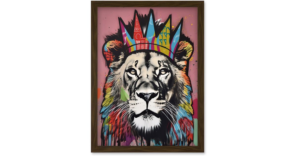 BoohooMAN Artery8 Lion With Crown King Of The Jungle Modern Pop Art ...