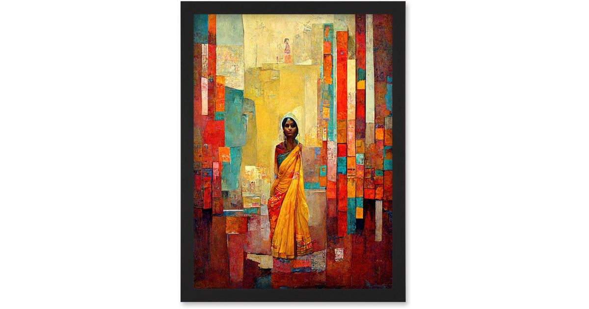BoohooMAN Artery8 Bright Bold Woman Yellow Saree Sari Hindu Muslim ...