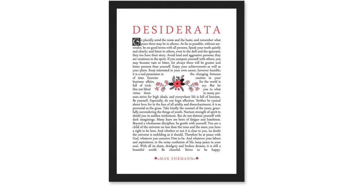 BoohooMAN Artery8 Max Ehrmann Typography Quote Desiderata Floral ...