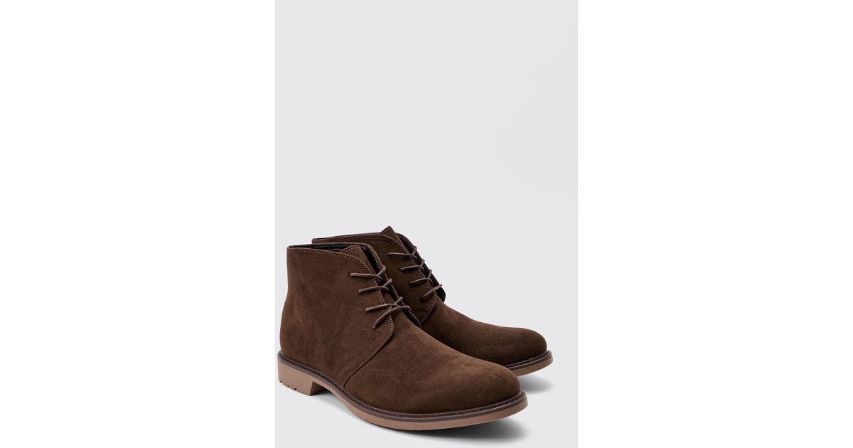 BoohooMAN Suede Worker Boot In Brown for Men | Lyst