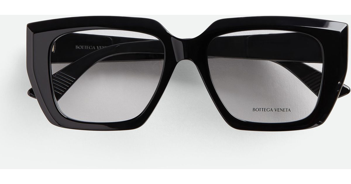 Bottega Veneta Classic Acetate Square Eyeglasses in Black | Lyst UK