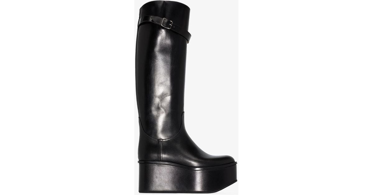 Loewe Black 80 Platform Leather Riding Boots | Lyst