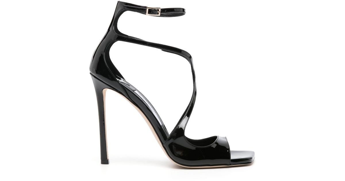 Jimmy Choo Azia 110mm Patent Leather Sandals in Black | Lyst Jimmy Choo Azia 110mm Patent Leather Sandals in Black | Lyst