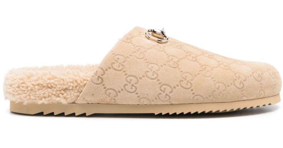 Gucci Neutral Horsebit Mules in Natural | Lyst
