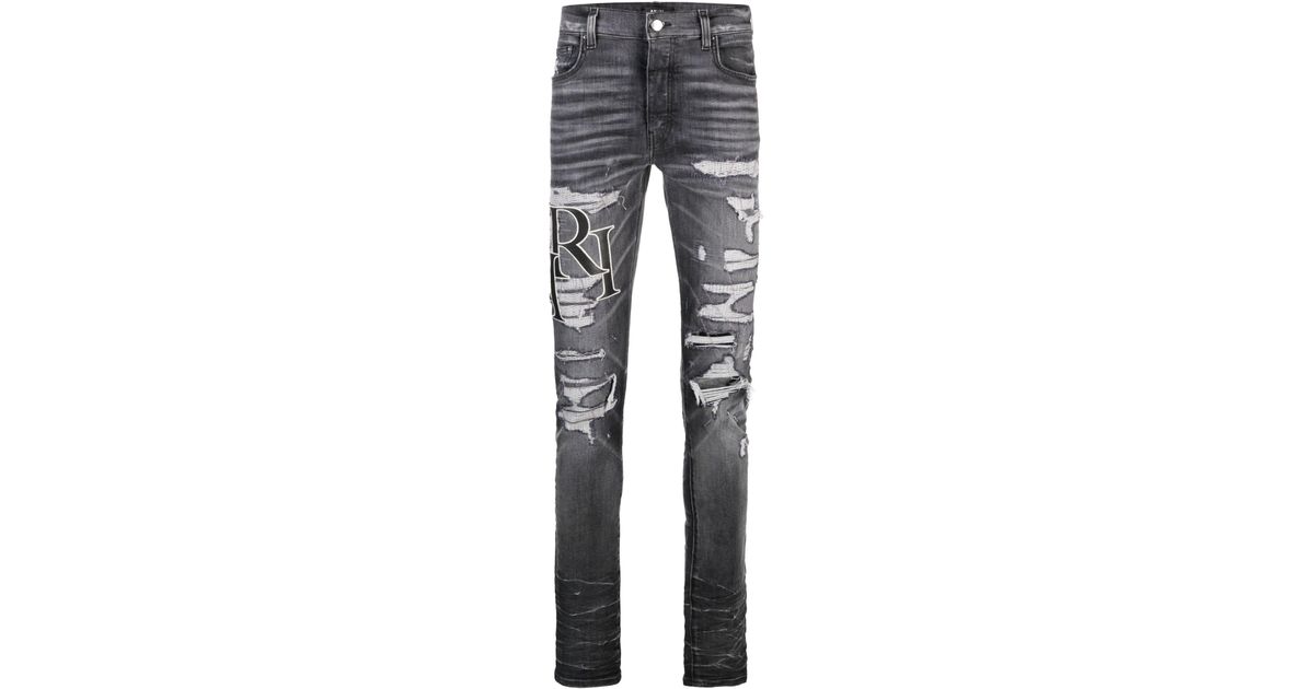 Amiri staggered Skinny Jeans in Gray for Men | Lyst