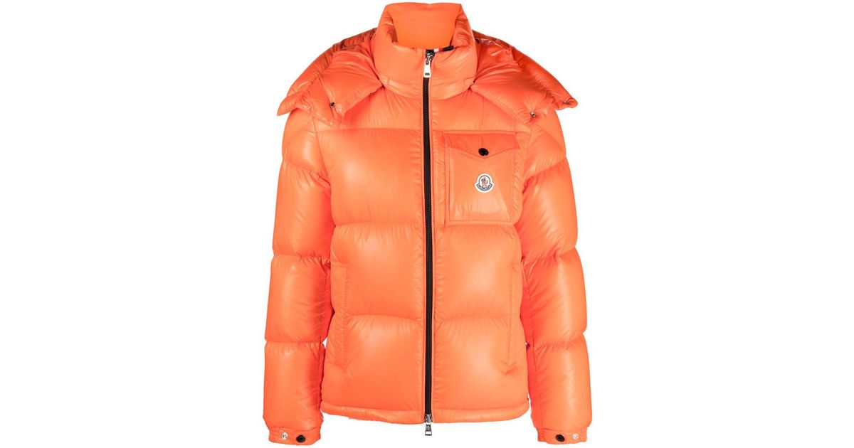 Moncler Montbeliard Hooded Short Down Jacket in Orange for Men | Lyst