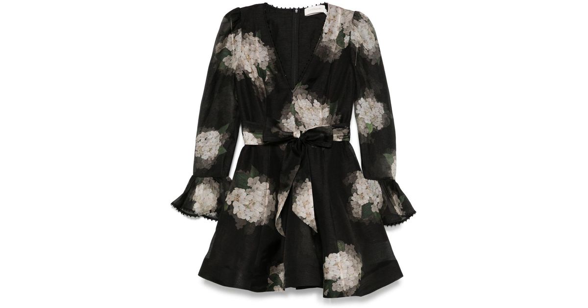 Zimmermann Balance Mini Dress in Black | Lyst
