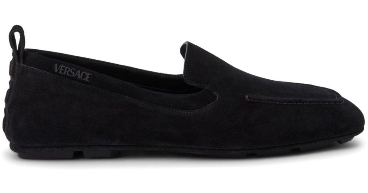 Versace Villa Suede Loafers in Black for Men | Lyst