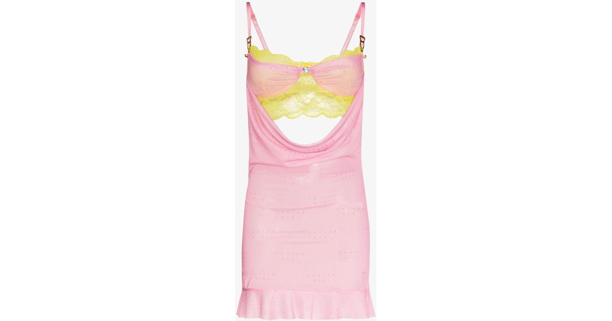 Poster Girl Lynette Lace Bra Mini Dress in Pink | Lyst UK