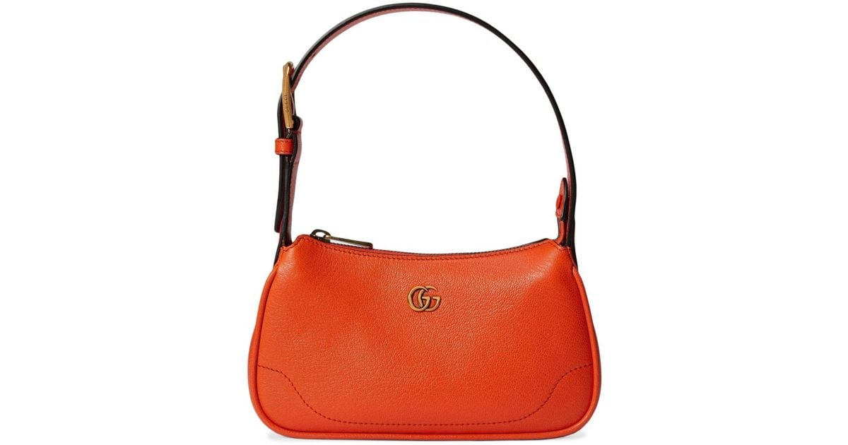 Gucci Orange Aphrodite Mini Leather Shoulder Bag in Red | Lyst