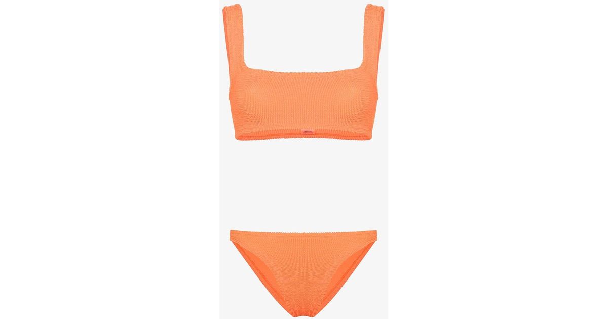Hunza G Xandra Crinkle Bikini Set in Orange | Lyst Hunza G Xandra Crinkle Bikini Set in Orange | Lyst