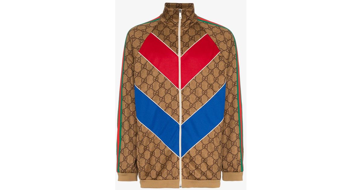 Gucci Gg Technical Jersey Jacket in Brown for Men | Lyst