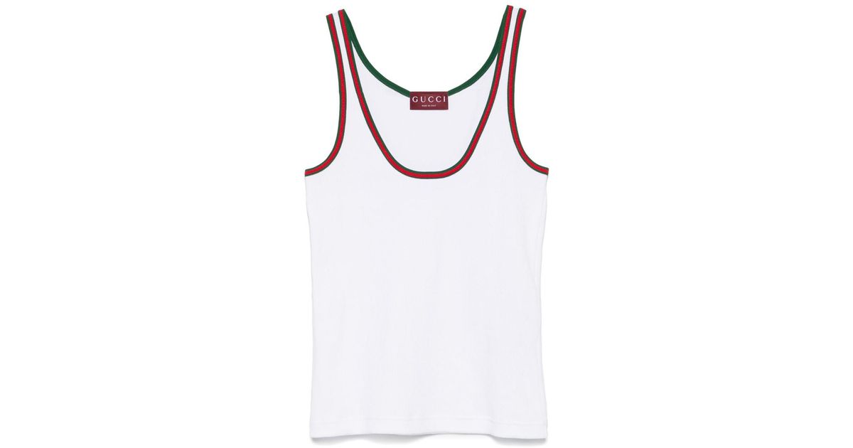 Gucci Web Tank Top in White | Lyst