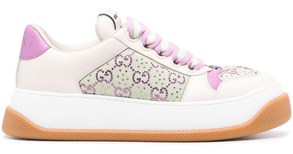 Gucci Screener Leather Sneakers in White | Lyst