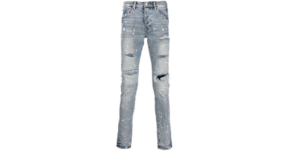 Purple Brand Ripped-Detail Mid-Rise Jeans in Blue for Men | Lyst