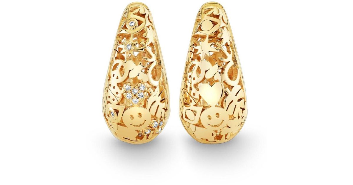 Sydney Evan 14K Icon Wallpaper Hoop Earrings in Metallic | Lyst UK