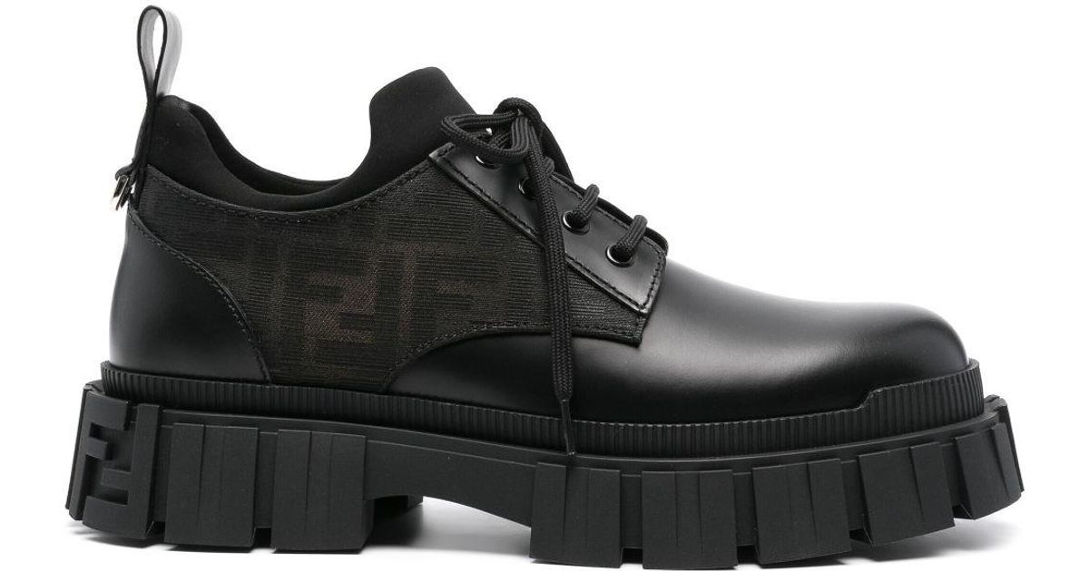 Fendi Force Lace-Up Shoes in Black for Men | Lyst