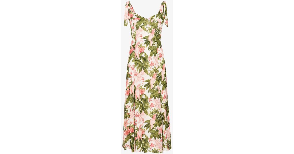 Reformation Nadira Floral Print Midi Dress In Natural Lyst Uk