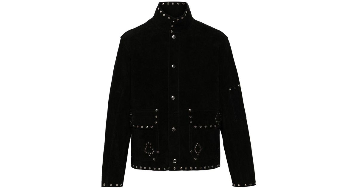 Bode Studded Detailing Suede Jacket in Black for Men | Lyst
