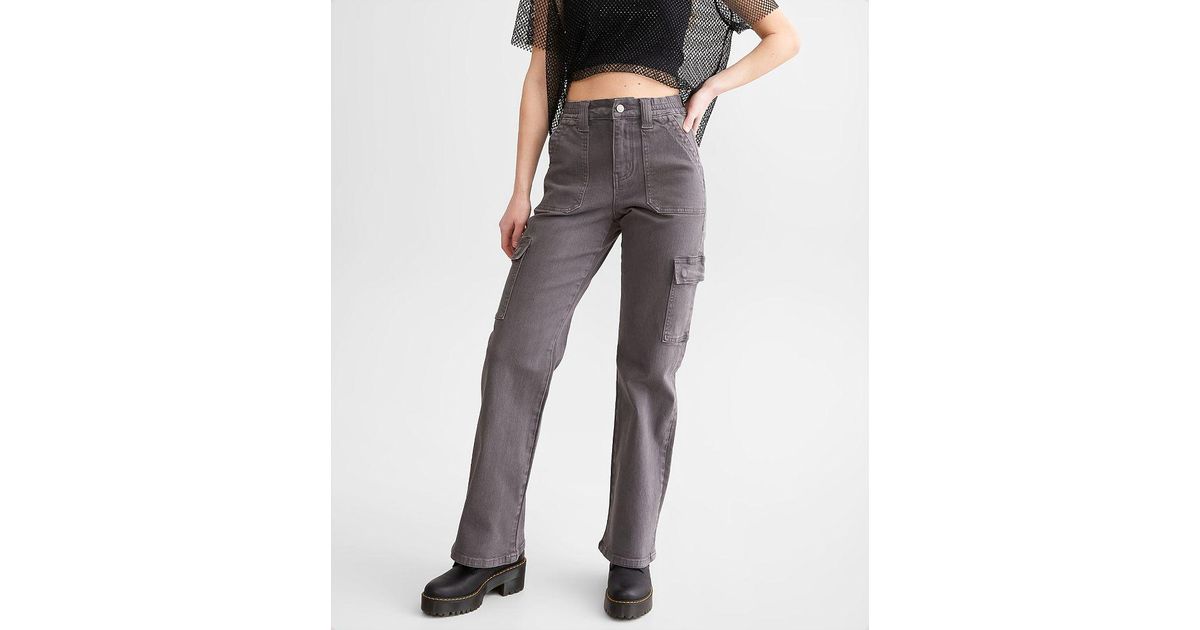 Flying Monkey Ultra High Rise Wide Leg Cargo Stretch Pant in Gray | Lyst