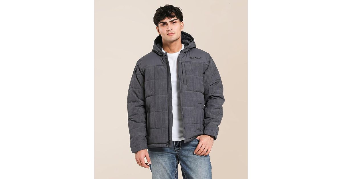 Ariat Crius Insulated Hooded Jacket in Gray for Men | Lyst