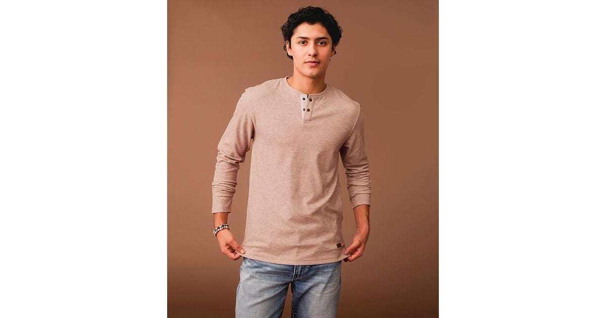 Outpost Makers Brushed Knit Snap Henley in Brown for Men | Lyst