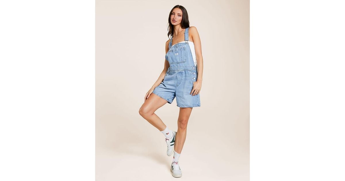 Levi's Premium Utility Overall Short in Blue | Lyst