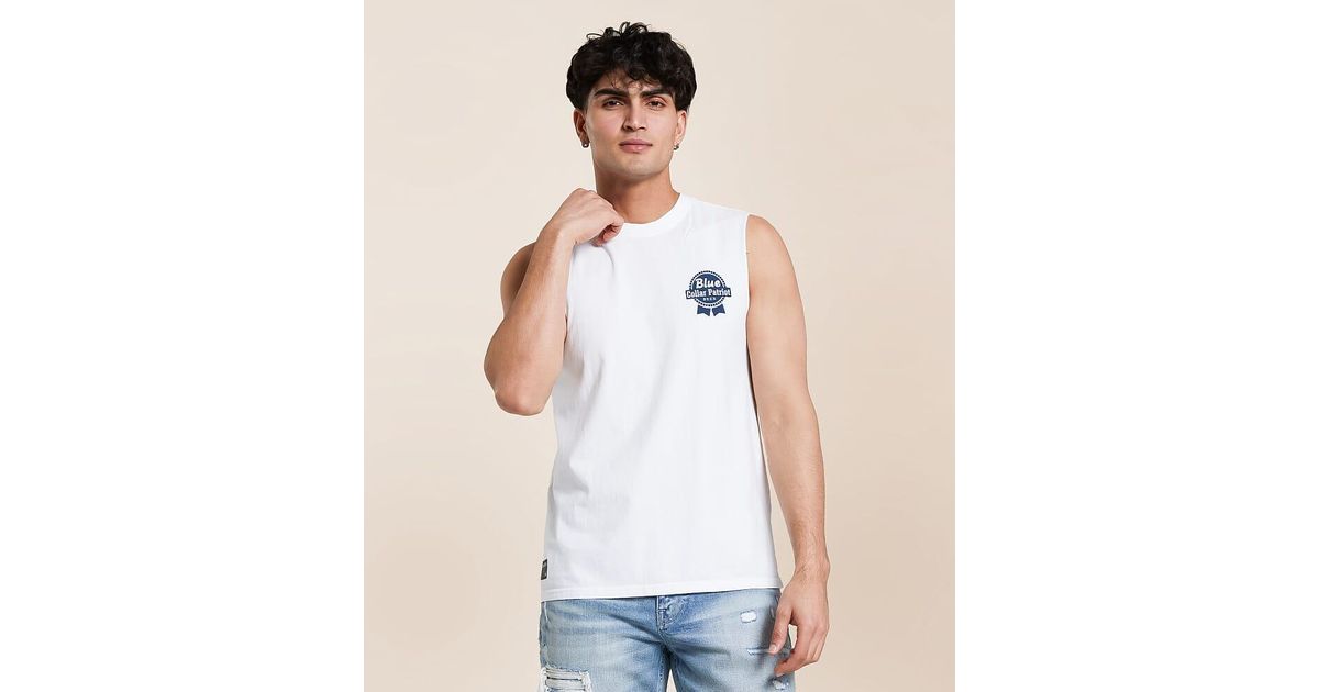 Howitzer Collar Liquid Tank Top in White for Men | Lyst