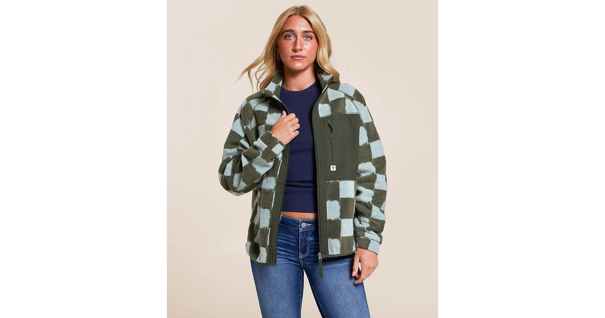 LIV OUTDOOR Dawn Checker Fleece Jacket in Blue | Lyst