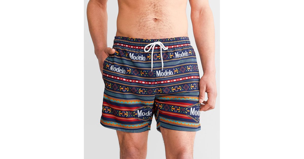 Bioworld Modelo Striped Swim Trunks in Blue for Men | Lyst