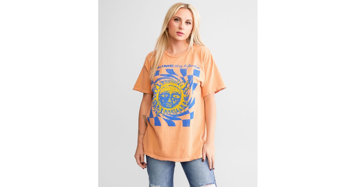 Merch Traffic Sublime Checkered Oversized Band T-shirt in Orange | Lyst