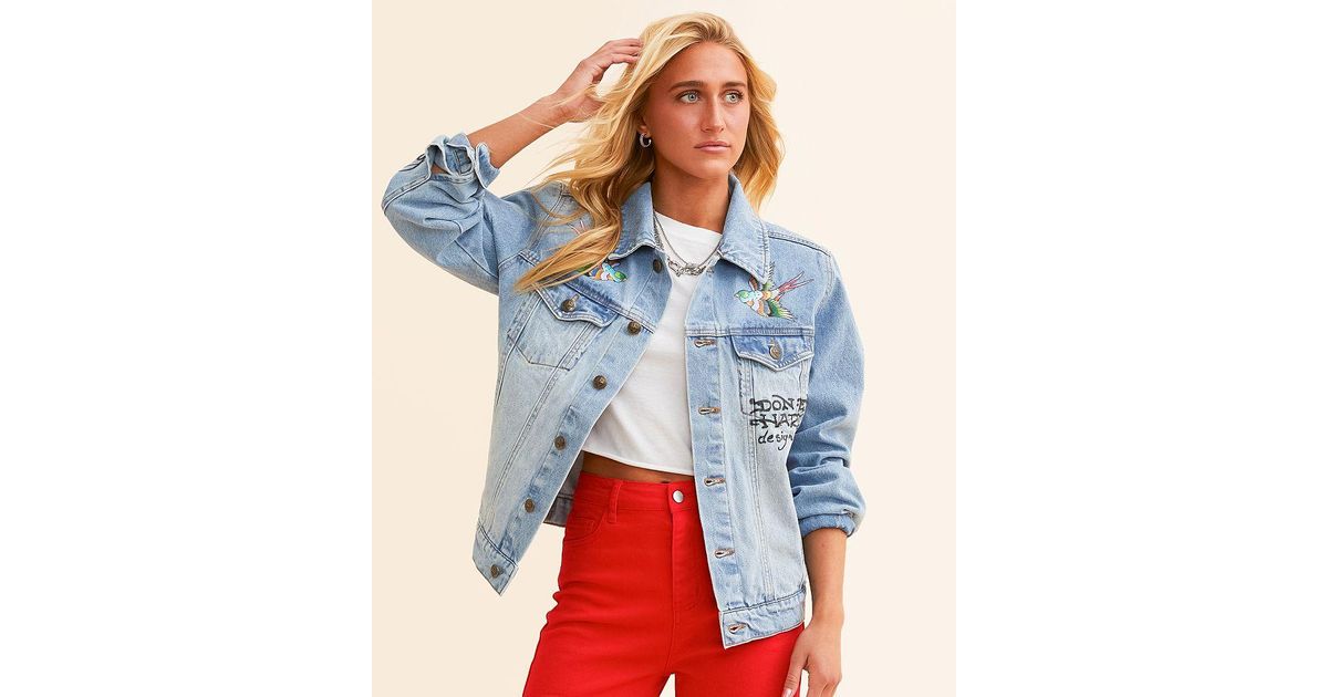 Ed Hardy Brave Eagle Denim Jacket in Blue | Lyst